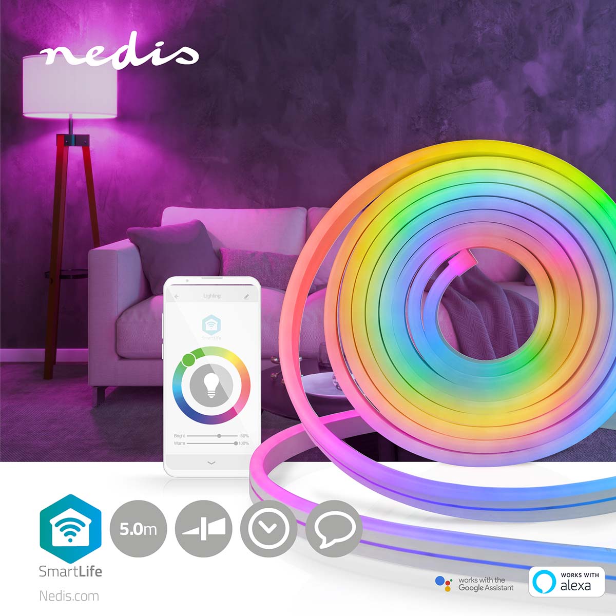 SmartLife Full Color Wi-Fi LED Strip 5m, Utendørs - Sound1.com