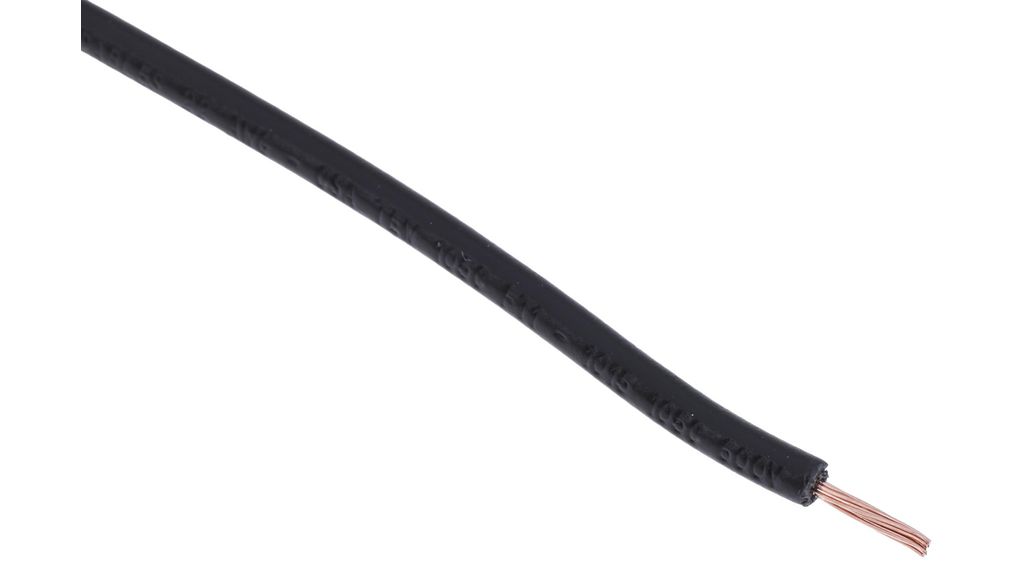 1805921 - Stranded Wire PVC 0.75mm² Annealed Copper Black 100m, RS PRO ...